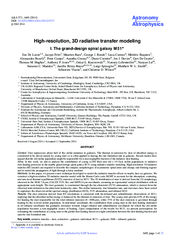 (PDF) High-resolution, 3D radiative transfer modeling