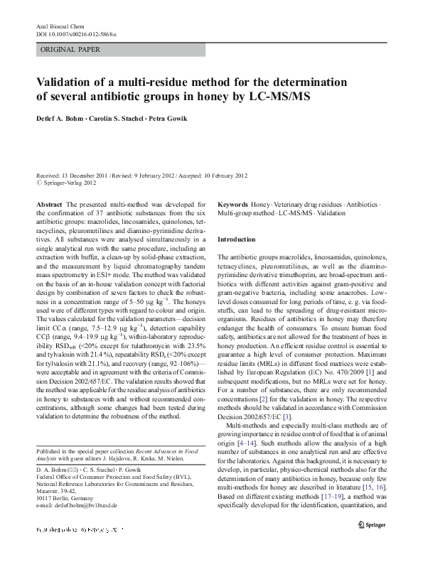 (PDF) Validation of multiresidue method for determination of multiclass pesticides in ground ...