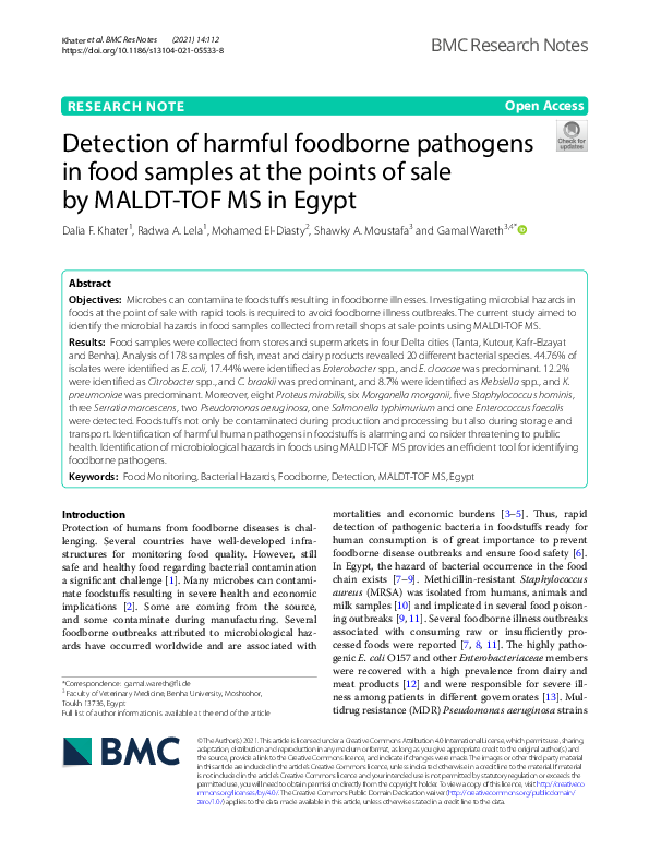 (PDF) Detection of harmful foodborne pathogens in food samples at the ...