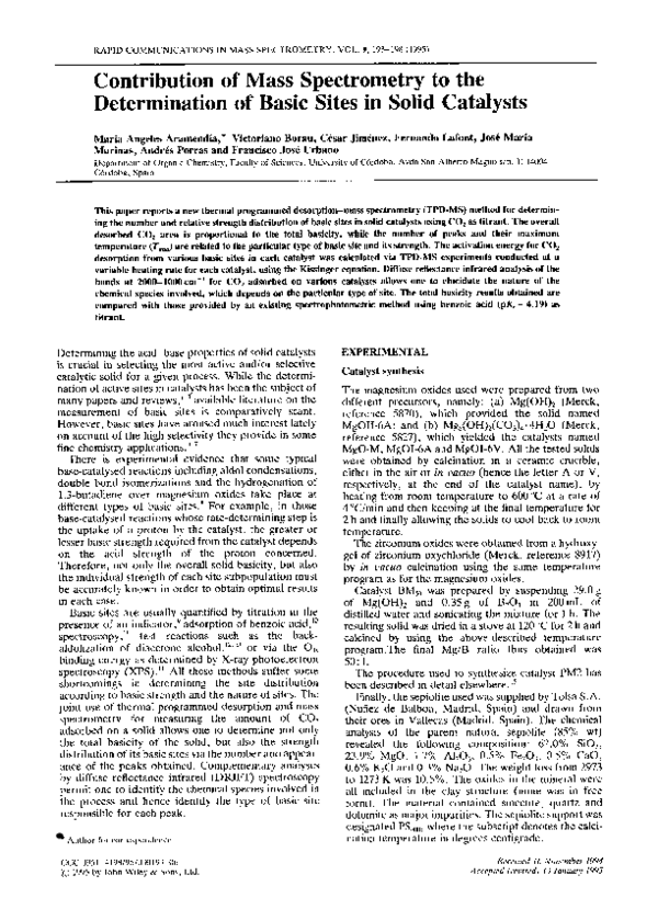 (PDF) Contribution of mass spectrometry to the determination of basic ...