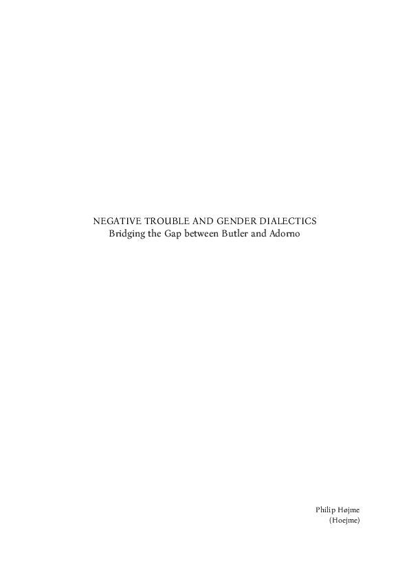 (PDF) NEGATIVE TROUBLE AND GENDER DIALECTICS - Bridging the Gap between ...