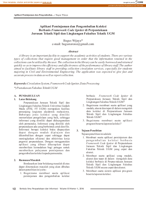 (PDF) Aplikasi Peminjaman dan Pengembalian Koleksi Berbasis Framework Code Igniter di ...