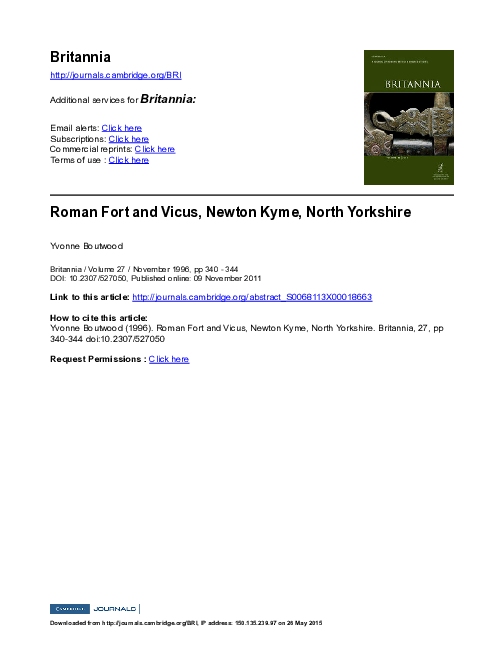 (PDF) Roman Fort and 'Vicus', Newton Kyme, North Yorkshire