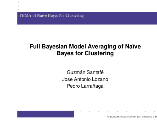 (PDF) Bayesian Model Averaging of Naive Bayes for Clustering