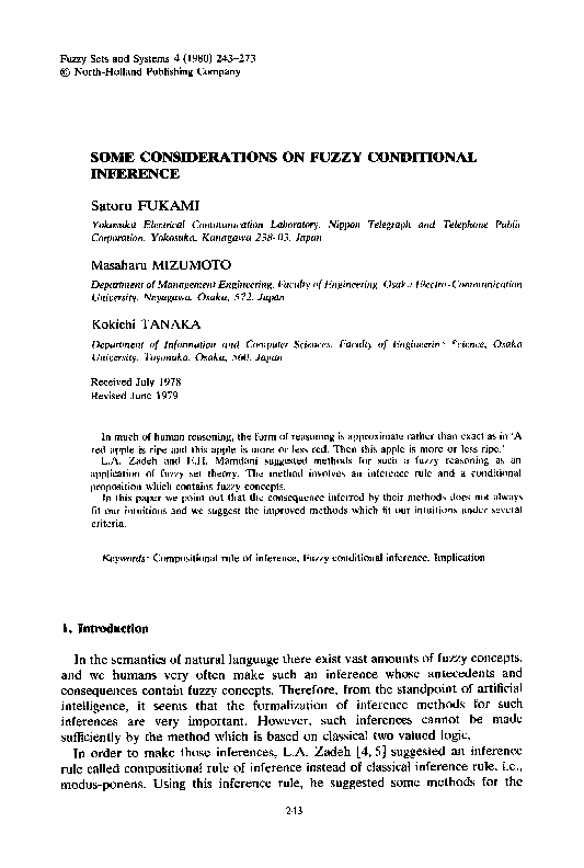 (PDF) Some Considerations on Fuzzy Conditional Inference