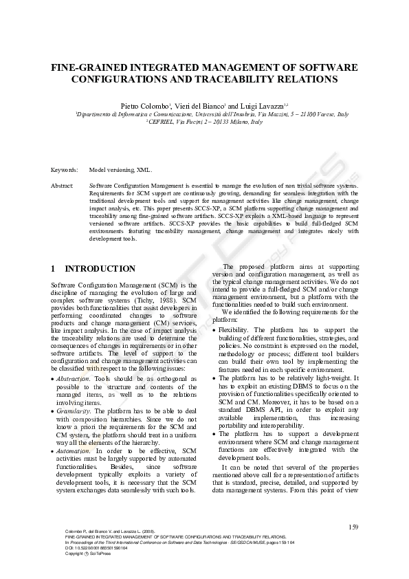 (PDF) Fine-Grained Integrated Management of Software Configurations and Traceability Relations