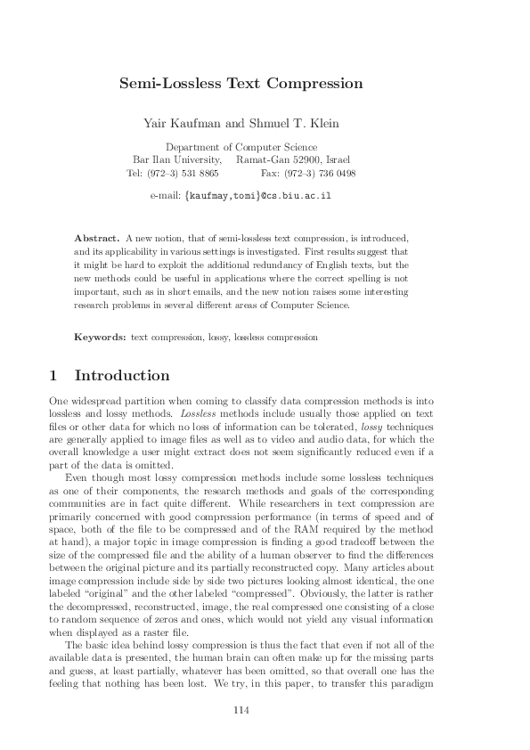 (PDF) Semi-lossless text compression