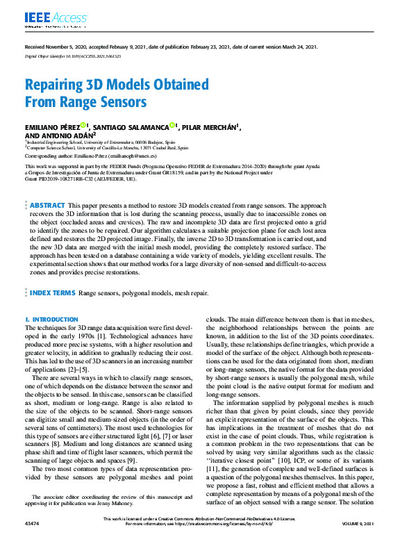 (PDF) Repairing 3D Models Obtained From Range Sensors