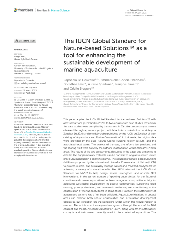 (PDF) The IUCN Global Standard for Nature-based Solutions™ as a tool for enhancing the ...