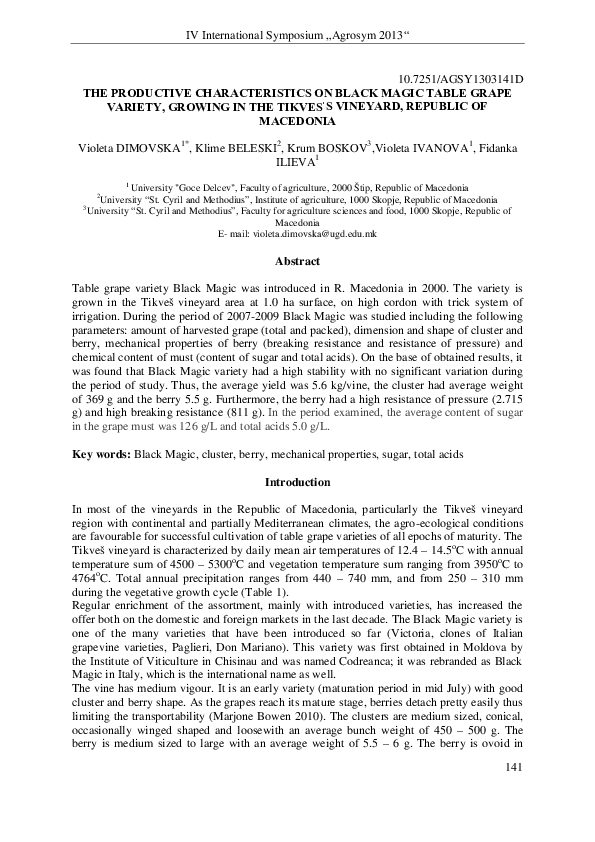 (PDF) The productive characteristics on black magic table grape variety ...