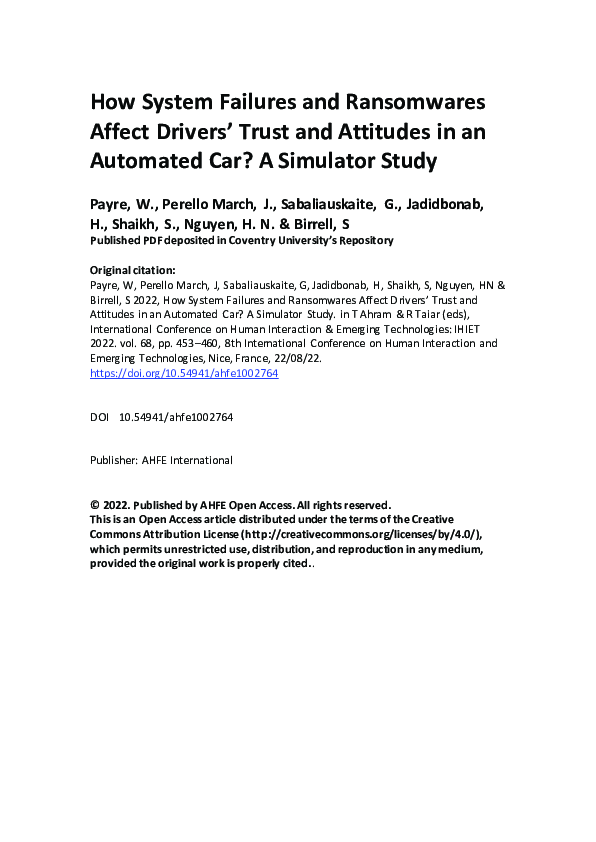 (PDF) How system failures and ransomwares affect drivers' trust and ...
