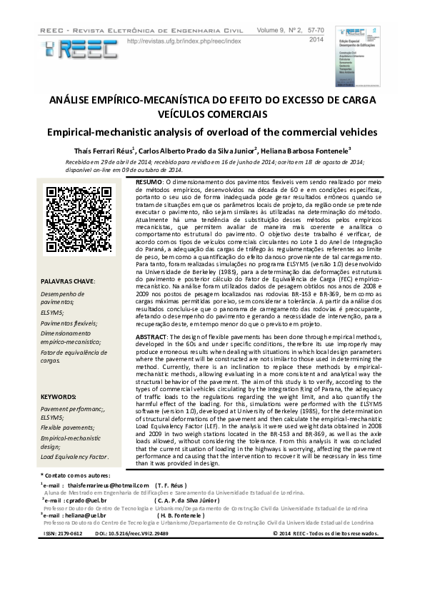 (PDF) ANÁLISE EMPÍRICO-MECANÍSTICA DO EFEITO DO EXCESSO DE CARGA ...