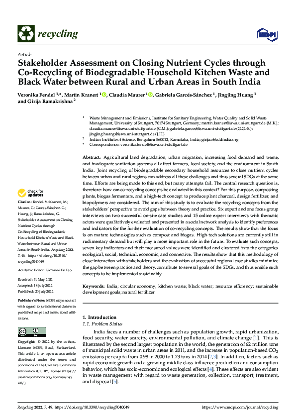(PDF) Stakeholder Assessment on Closing Nutrient Cycles through Co ... (PDF) Stakeholder Assessment on Closing Nutrient Cycles through Co ...
