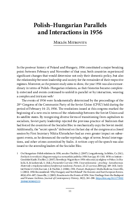 (PDF) Polish–Hungarian Parallels and Interactions in 1956. In Followed ...