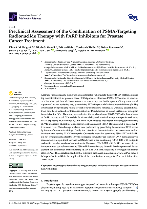 (PDF) Preclinical Assessment of the Combination of PSMA-Targeting ...