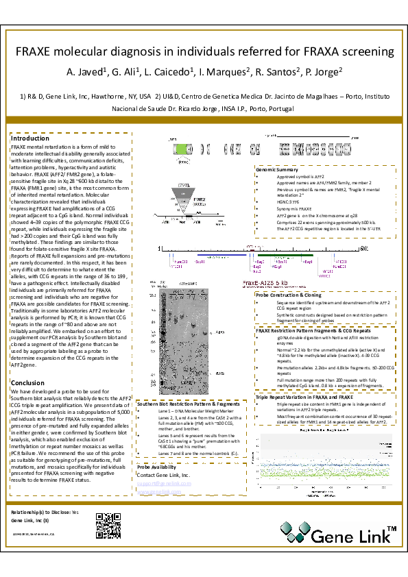 (PDF) FRAXE molecular diagnosis in individuals referred for FRAXA screening