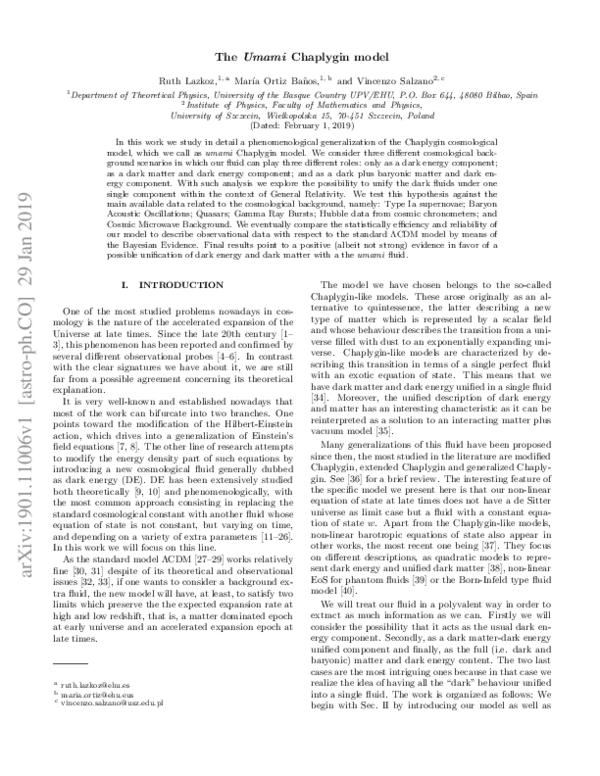 (PDF) The Umami Chaplygin model