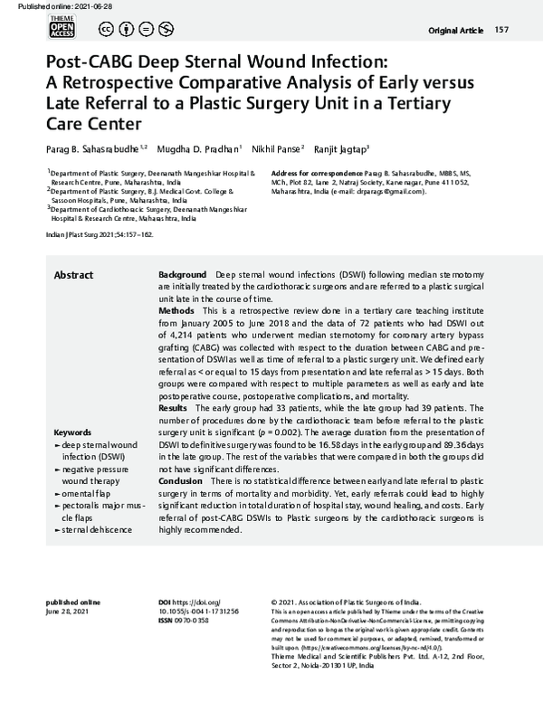 (PDF) Post-CABG Deep Sternal Wound Infection: A Retrospective ...