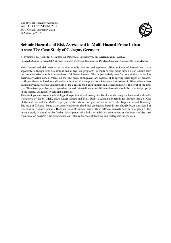 (PDF) Seismic Hazard and Risk Assessment in Multi-Hazard Prone Urban ...