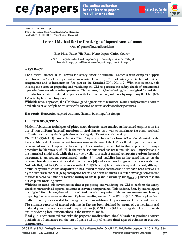 (PDF) General Method for the fire design of tapered steel columns: Out ...