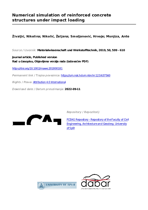 Pdf Numerical Simulation Of Reinforced Concrete Structures Under Impact Loading