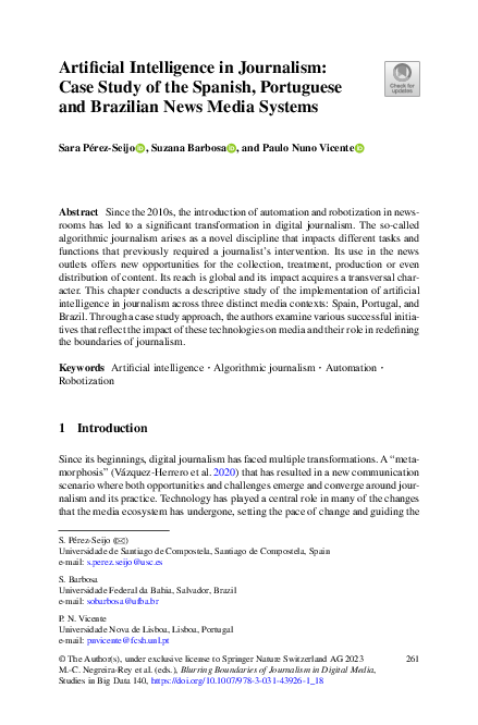 (PDF) Artificial Intelligence in Journalism: Case Study of the Spanish, Portuguese and Brazilian ...