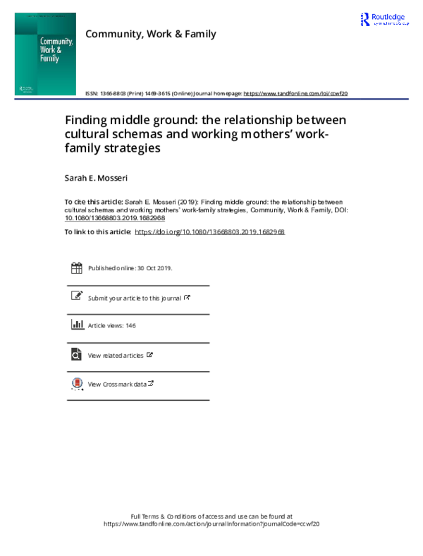 (PDF) Finding middle ground: the relationship between cultural schemas and working mothers’ work ...