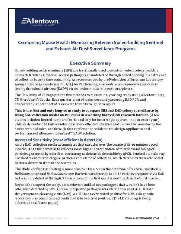 (PDF) Comparing Mouse Health Monitoring Between Soiled-bedding Sentinel ...