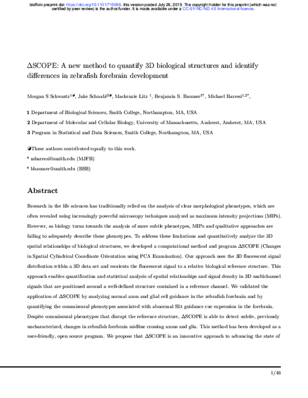 (PDF) ΔSCOPE: A new method to quantify 3D biological structures and identify differences in ...