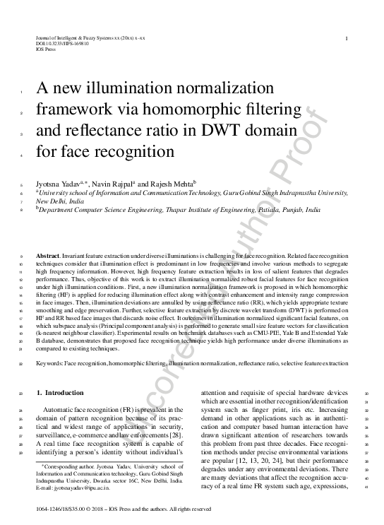 (PDF) A new illumination normalization framework via homomorphic filtering and reflectance ratio ...
