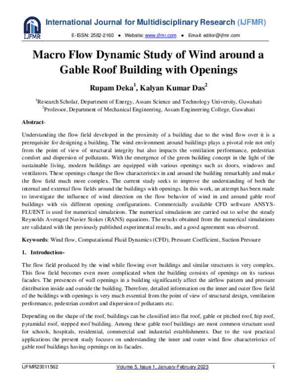 (PDF) Macro Flow Dynamic Study of Wind Around a Gable Roof Building ...