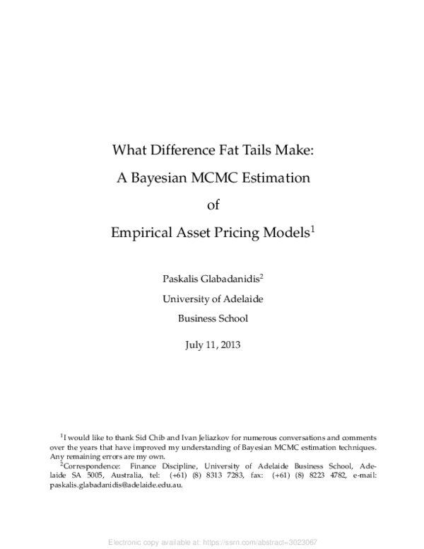 Pdf What Difference Fat Tails Make A Bayesian Mcmc Estimation Of