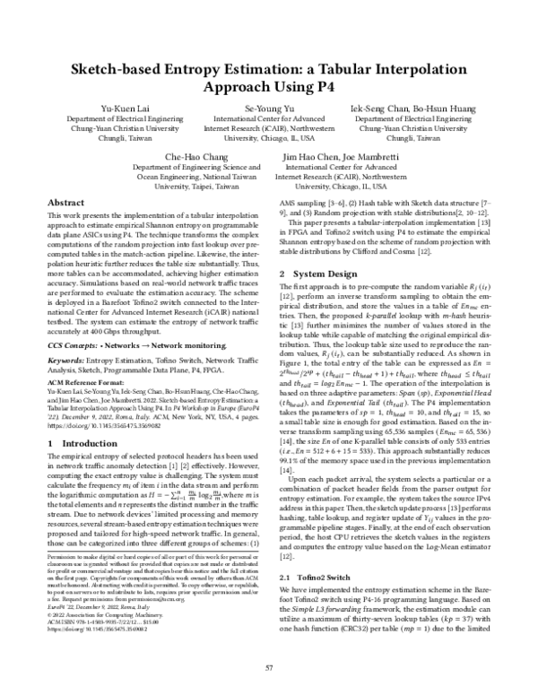 (PDF) Sketch-based entropy estimation