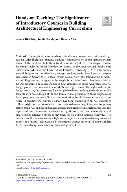 (PDF) Hands-on Teaching: The Significance of Introductory Courses in ...