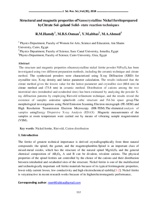 (PDF) Structural and magnetic properties ofNanocrystalline Nickel ...