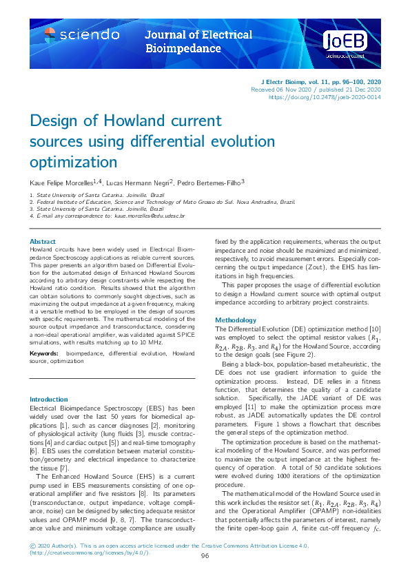 (PDF) Design of Howland current sources using differential evolution optimization