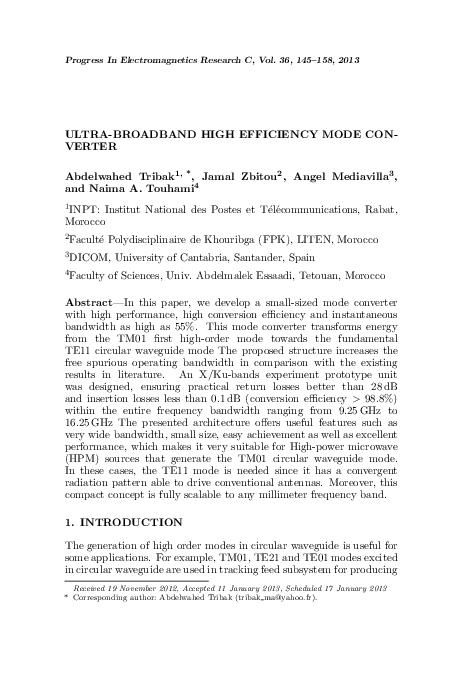 (PDF) Ultra-Broadband High Efficiency Mode Converter