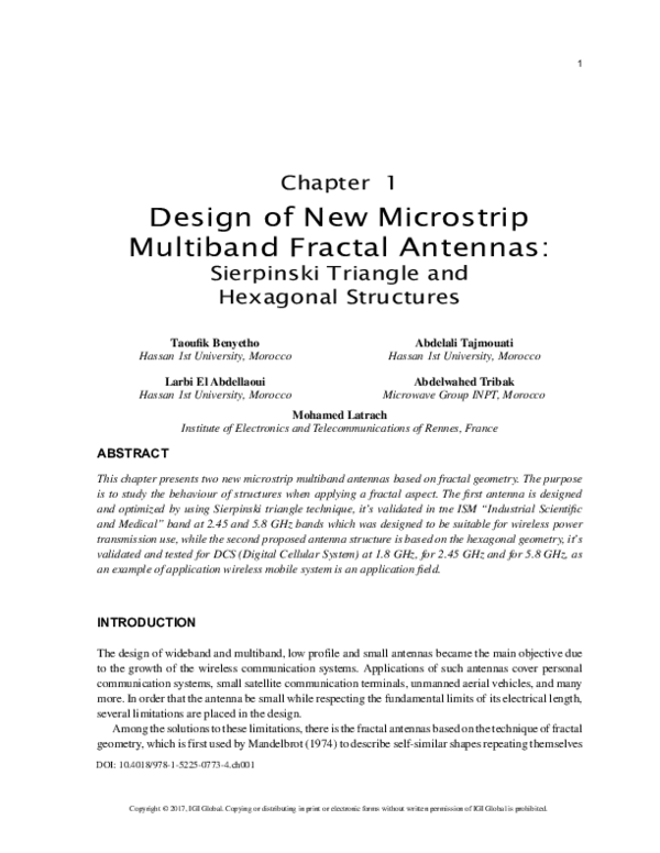 (PDF) Design of New Microstrip Multiband Fractal Antennas
