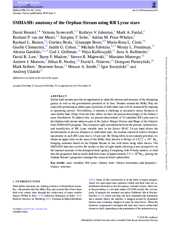 (PDF) SMHASH: anatomy of the Orphan Stream using RR Lyrae stars
