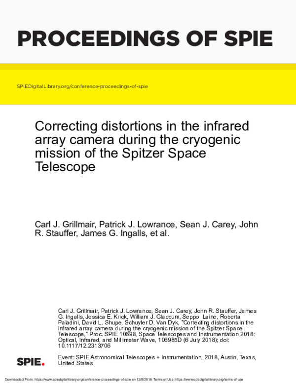 (PDF) Correcting distortions in the infrared array camera during the ...