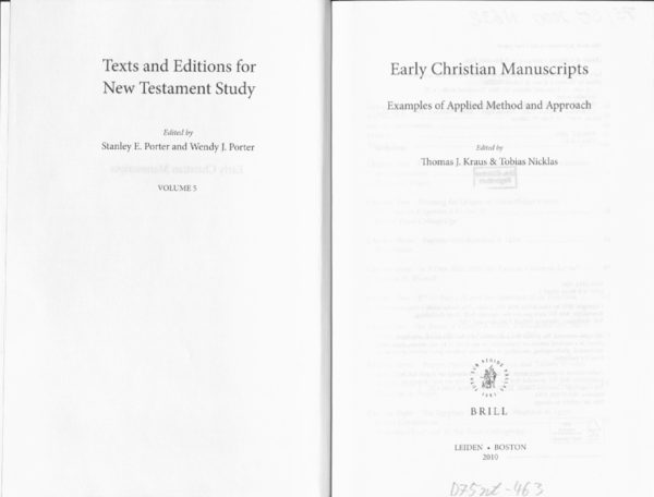 (PDF) Early Christian Manuscripts: Examples of Applied Methods and ...