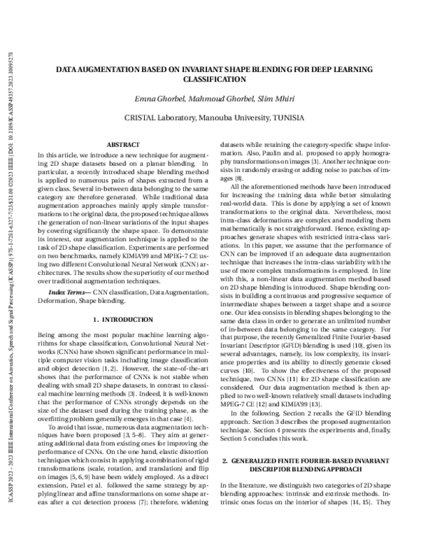 Pdf Data Augmentation Based On Invariant Shape Blending For Deep