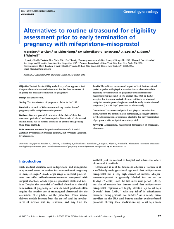 (PDF) Alternatives to routine ultrasound for eligibility assessment ...