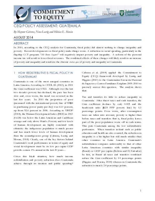 (PDF) Ceq Policy Assessment: Guatemala