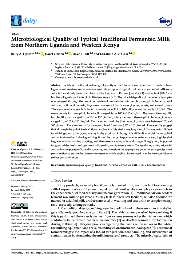 (PDF) Microbiological Quality of Typical Traditional Fermented Milk ...