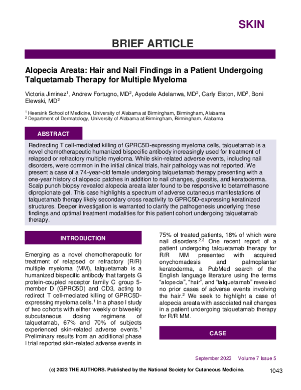(PDF) Alopecia Areata: Hair and Nail Findings in a Patient Undergoing ...