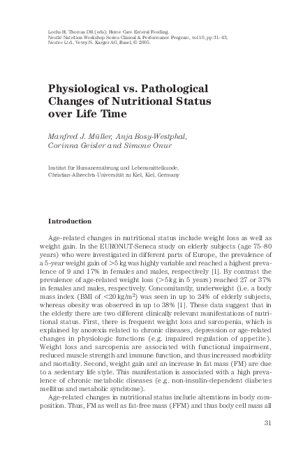 (PDF) Physiological vs. Pathological Changes of Nutritional Status over ...