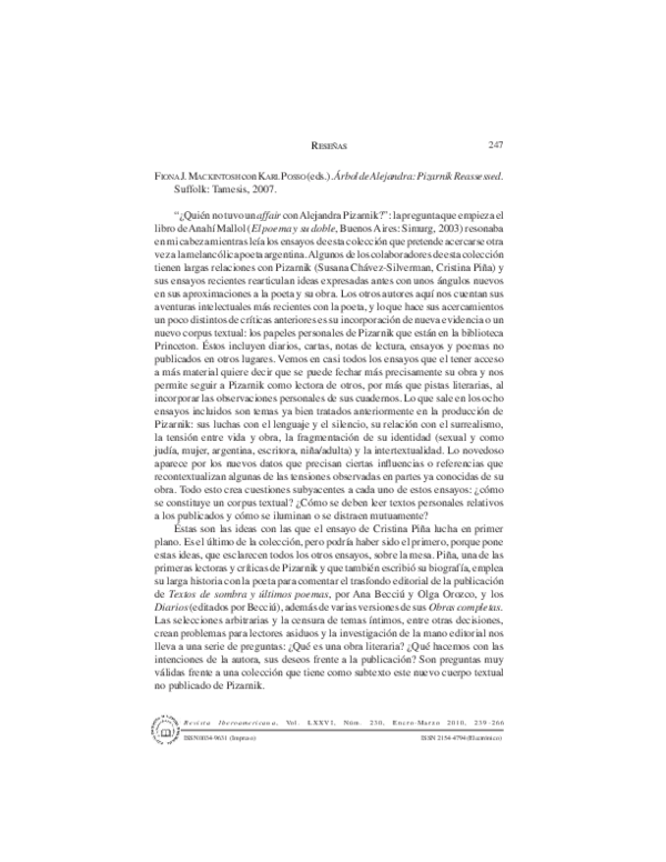 (PDF) Sobre Fiona J. Mackintosh con Karl Posso (eds.), Árbol de ...