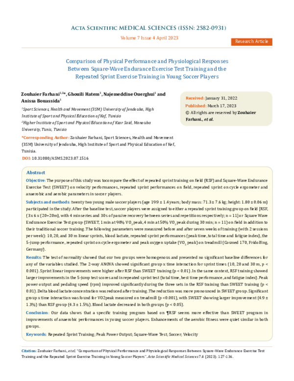 (PDF) Comparison of Physical Performance and Physiological Responses Between Square-Wave ...
