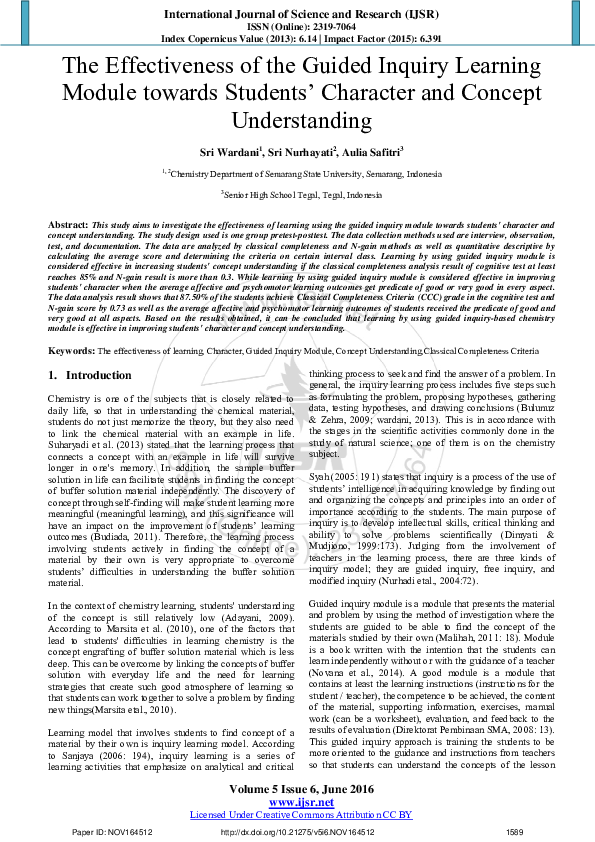 (PDF) The Effectiveness of the Guided Inquiry Learning Module towards Students